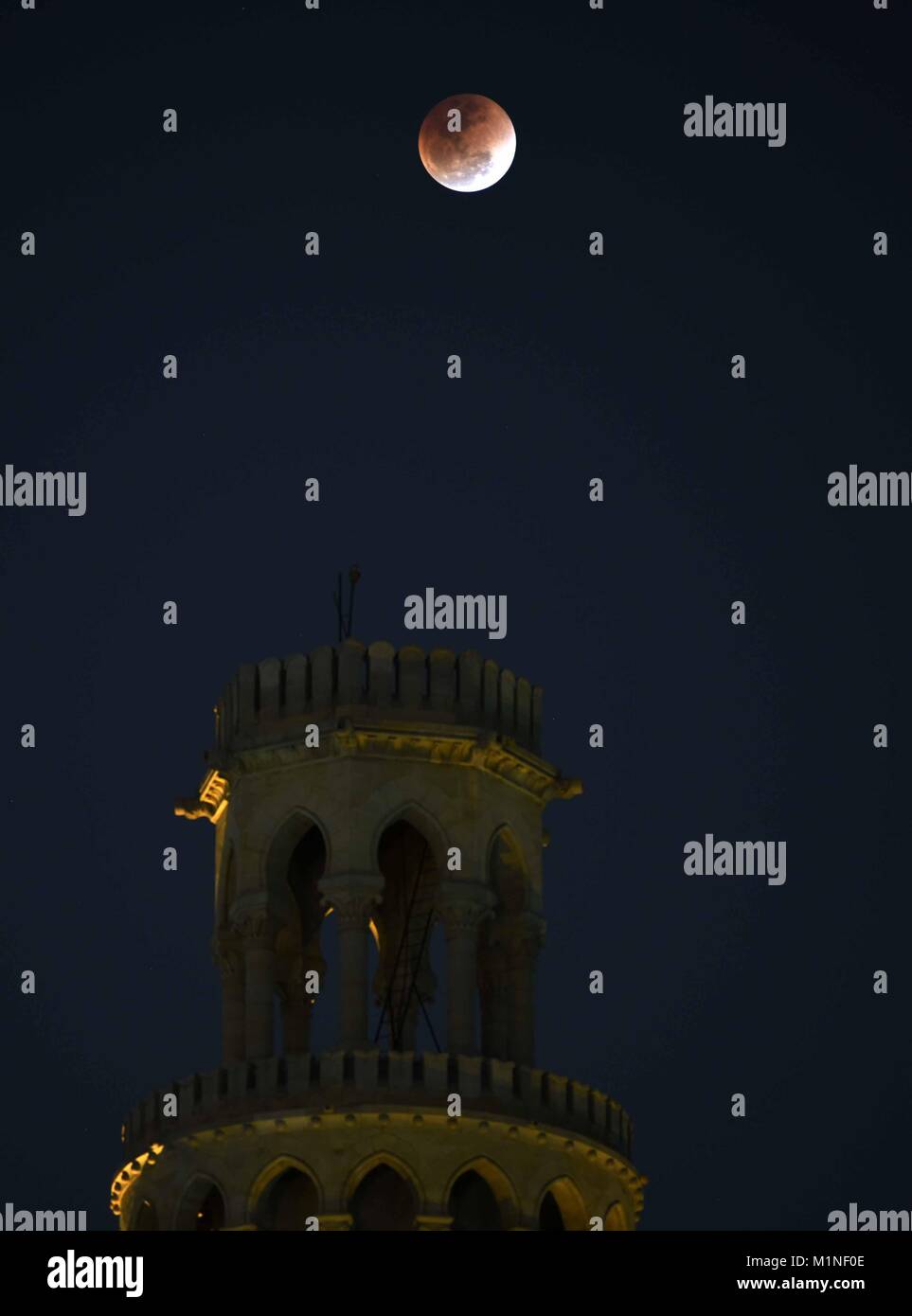 Allahabad, India. 31st Jan, 2018. A view of blood moon during lunar ...