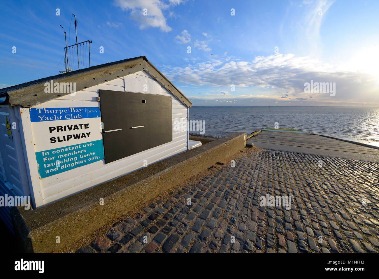 Thorpe Bay Yacht Club private slipway into the Thames Estuary near ...