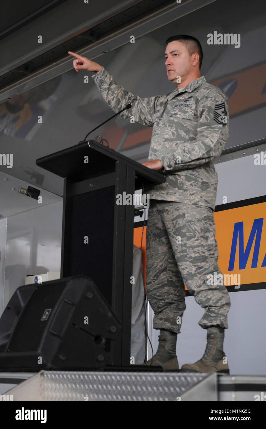 163d Attack Wing Command Chief Master Sgt. Gilbert Sanchez addresses ...