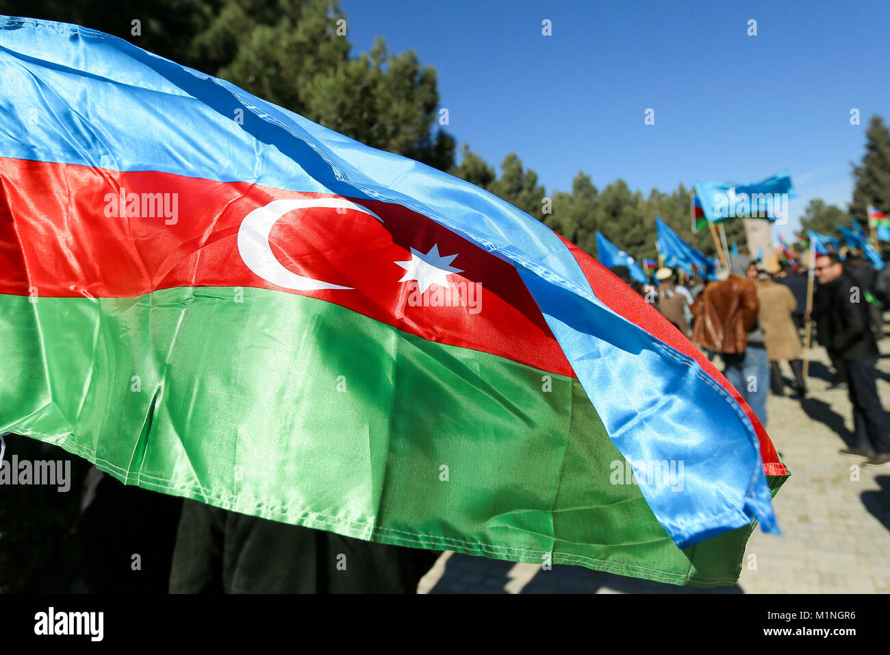 Azerbaijan. 31st Jan, 2018. Opposition parties and Azerbaijan flags ...