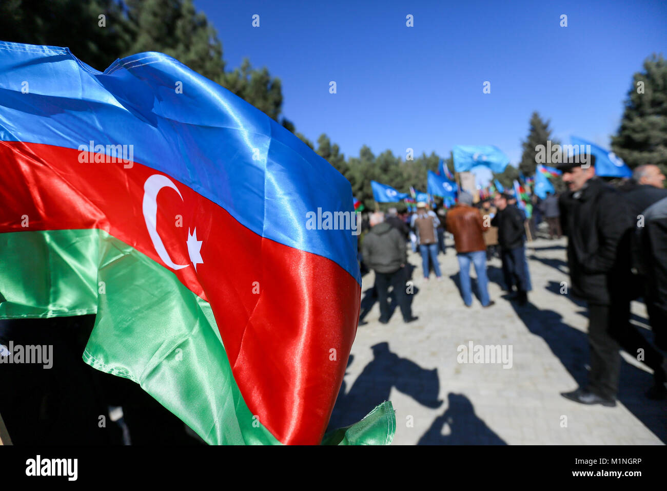 Azerbaijan. 31st Jan, 2018. Opposition parties and Azerbaijan flags ...