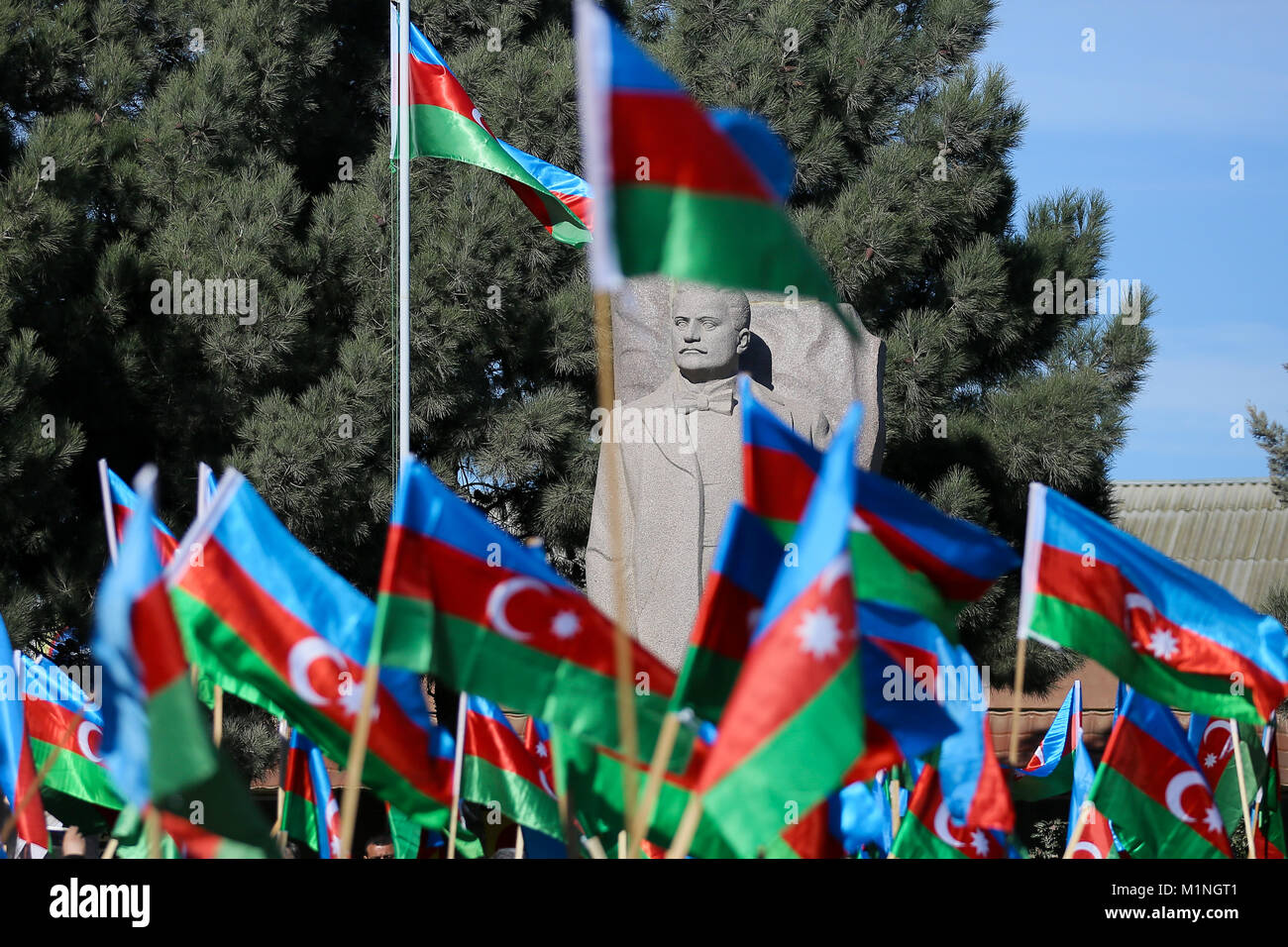 Azerbaijan. 31st Jan, 2018. Opposition parties and Azerbaijan flags ...