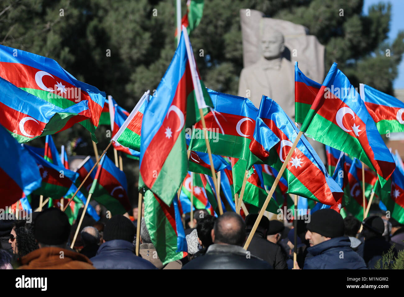 Azerbaijan. 31st Jan, 2018. Opposition parties and Azerbaijan flags ...