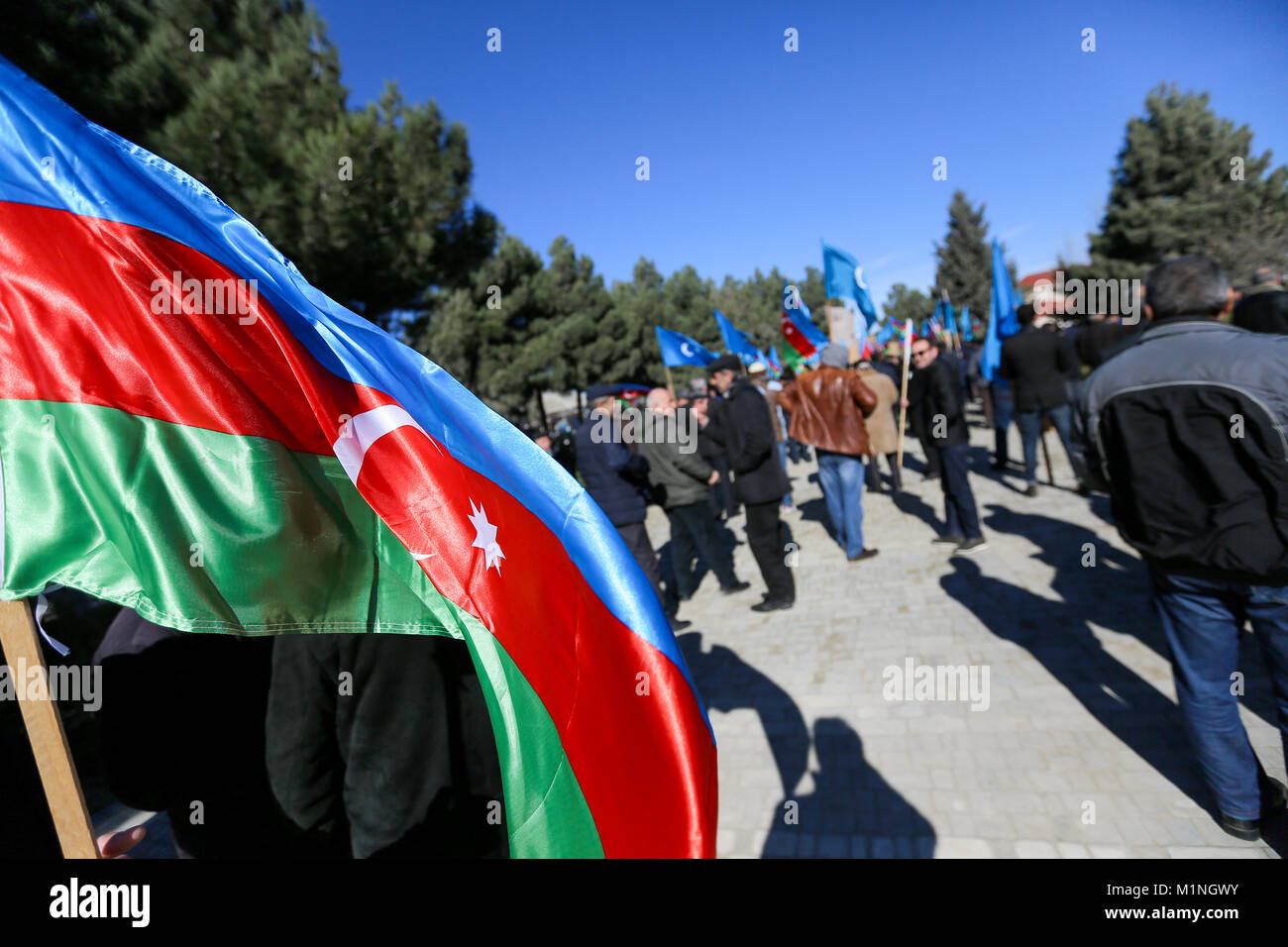 Azerbaijan. 31st Jan, 2018. Opposition parties and Azerbaijan flags ...