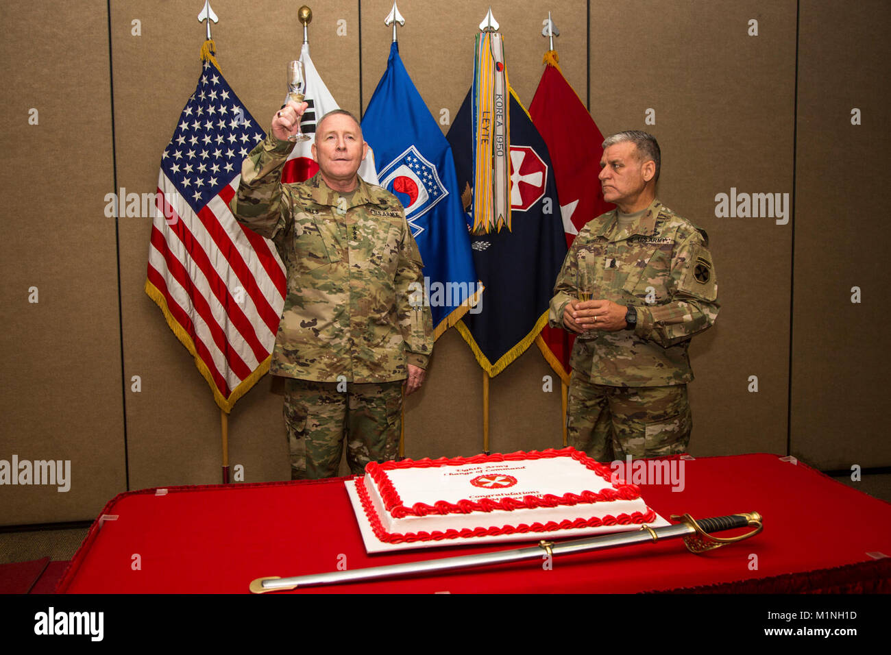 U.S. Army Lt. Gen. Michael A. Bills, left, and Command Sgt. Maj ...