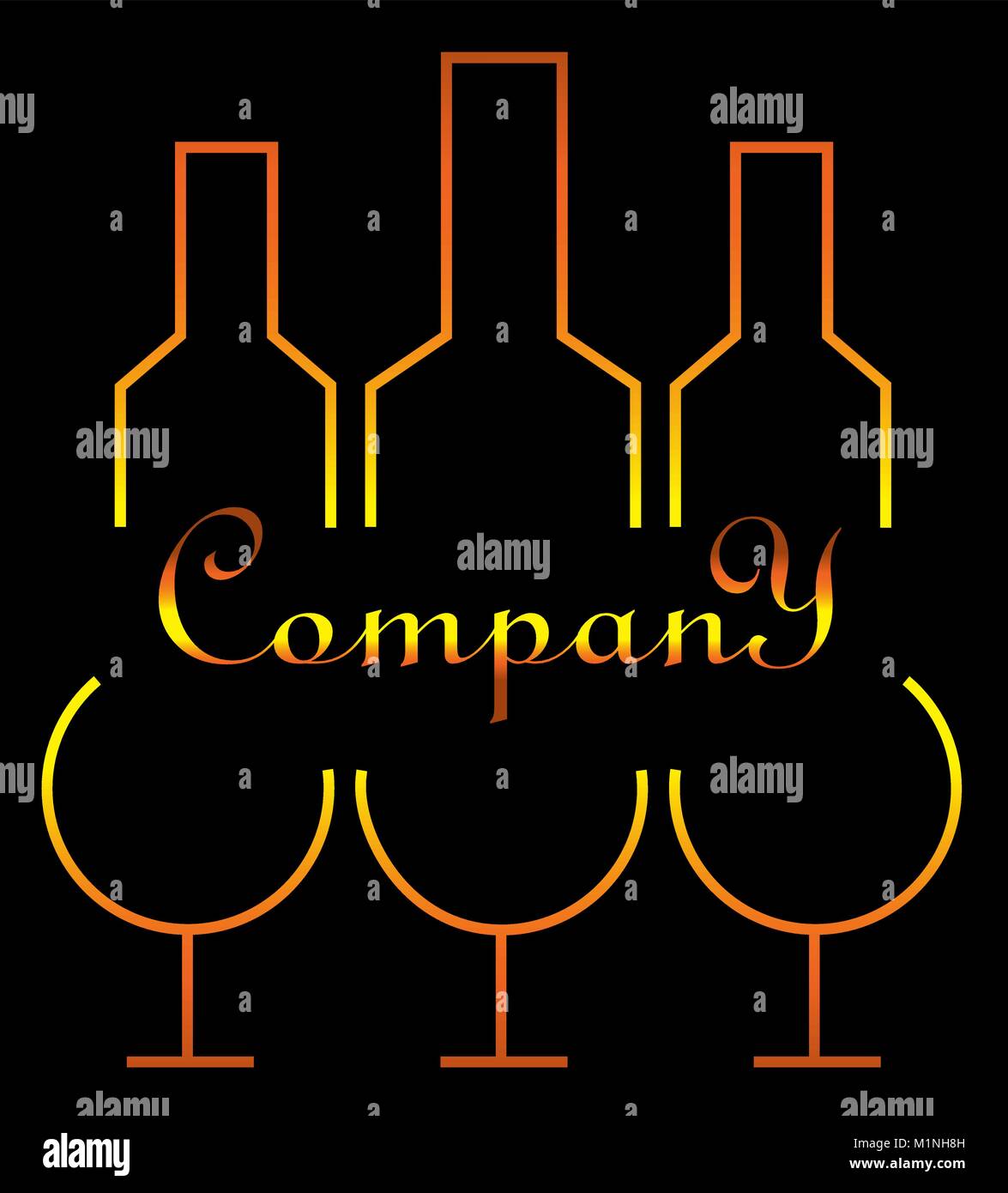minimalistic logo for alcohol business three glasses and bottles ...