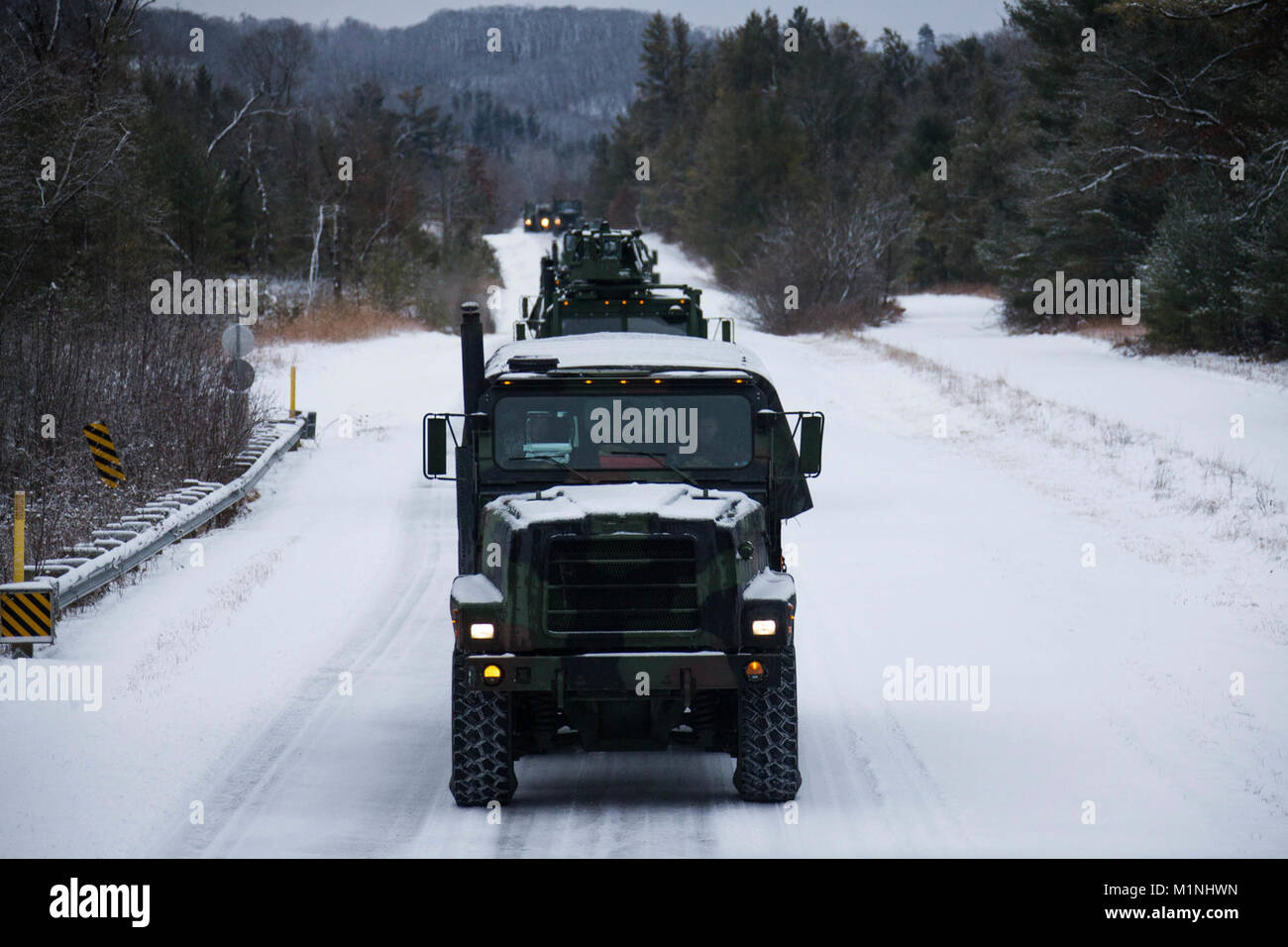 U.S. Marines with Marine Air Control Group 28 conduct a convoy training ...