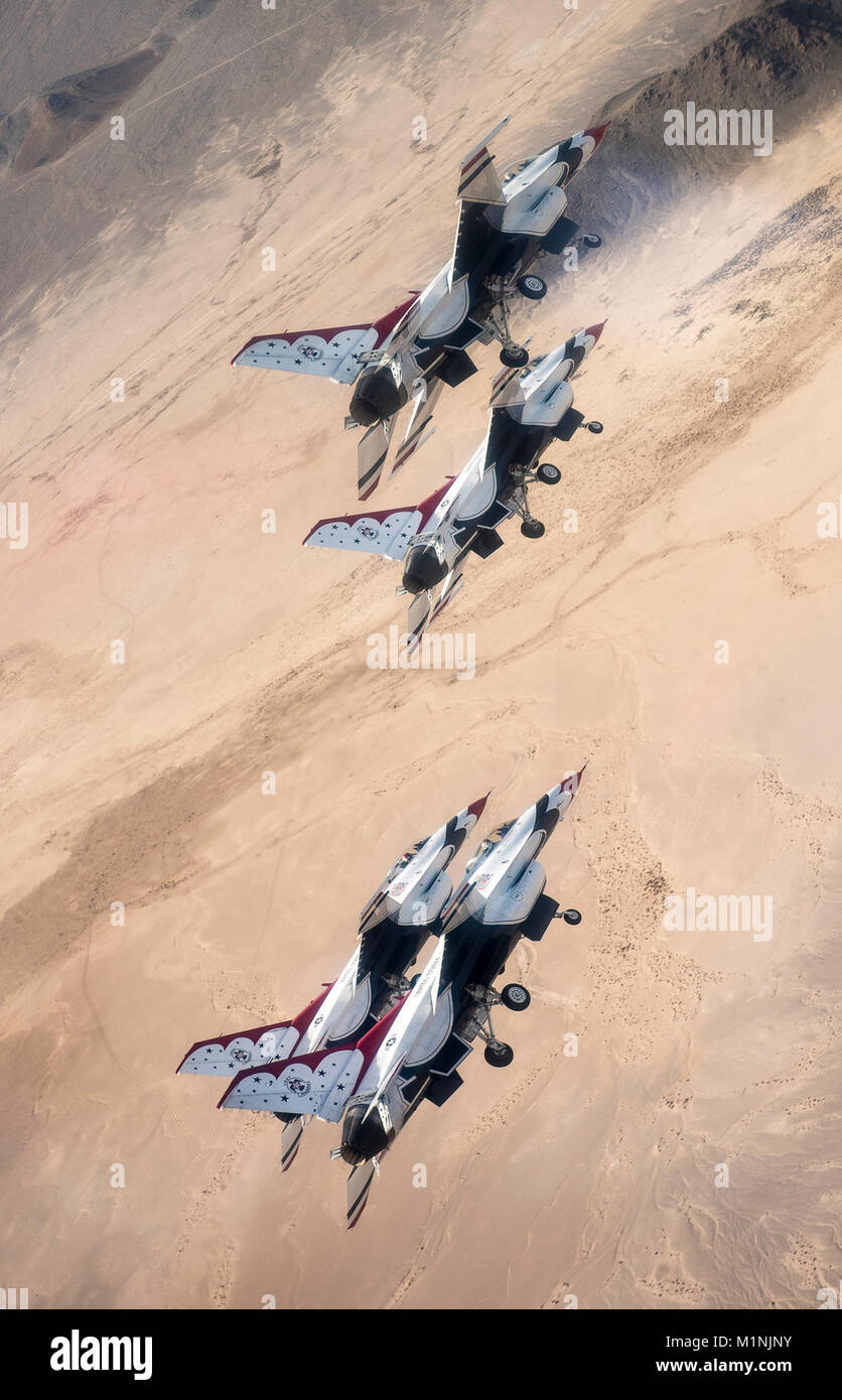 The Thunderbirds Diamond formation pilots set up for the High/Low Pass ...