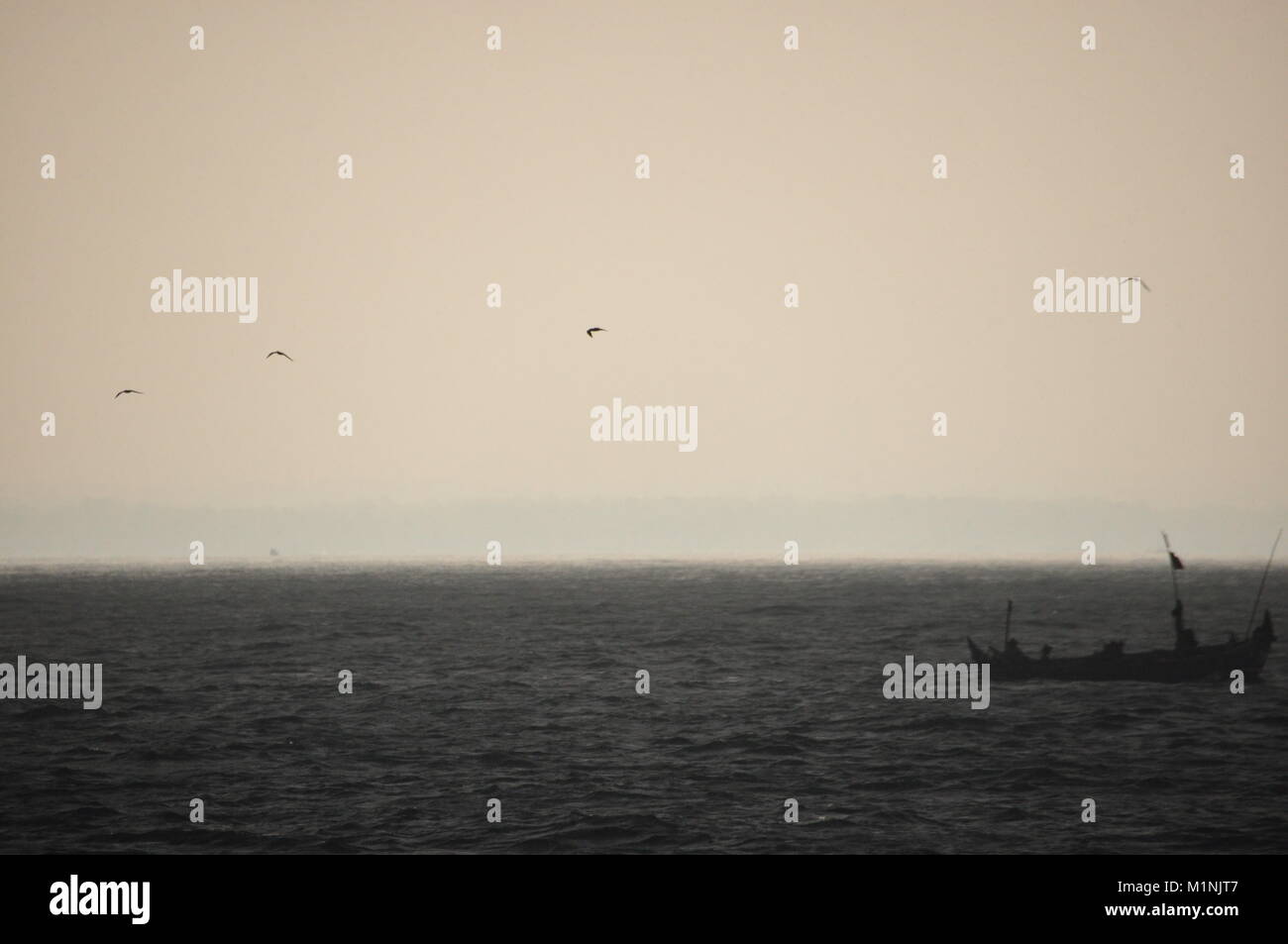 Storm on the Java sea. Indonesia. Heavy rain and overcast sky Stock ...