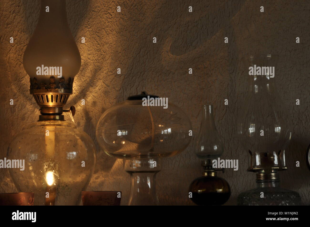 Oil lamps. Ornament on the mantelpiece. Light source. The Middle Ages ...