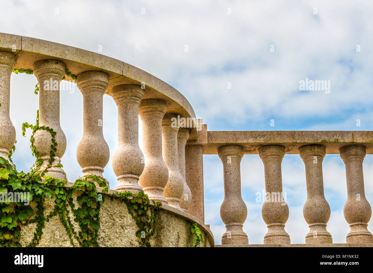 Terrace with concrete architectural balusters on a high mountain Stock ...