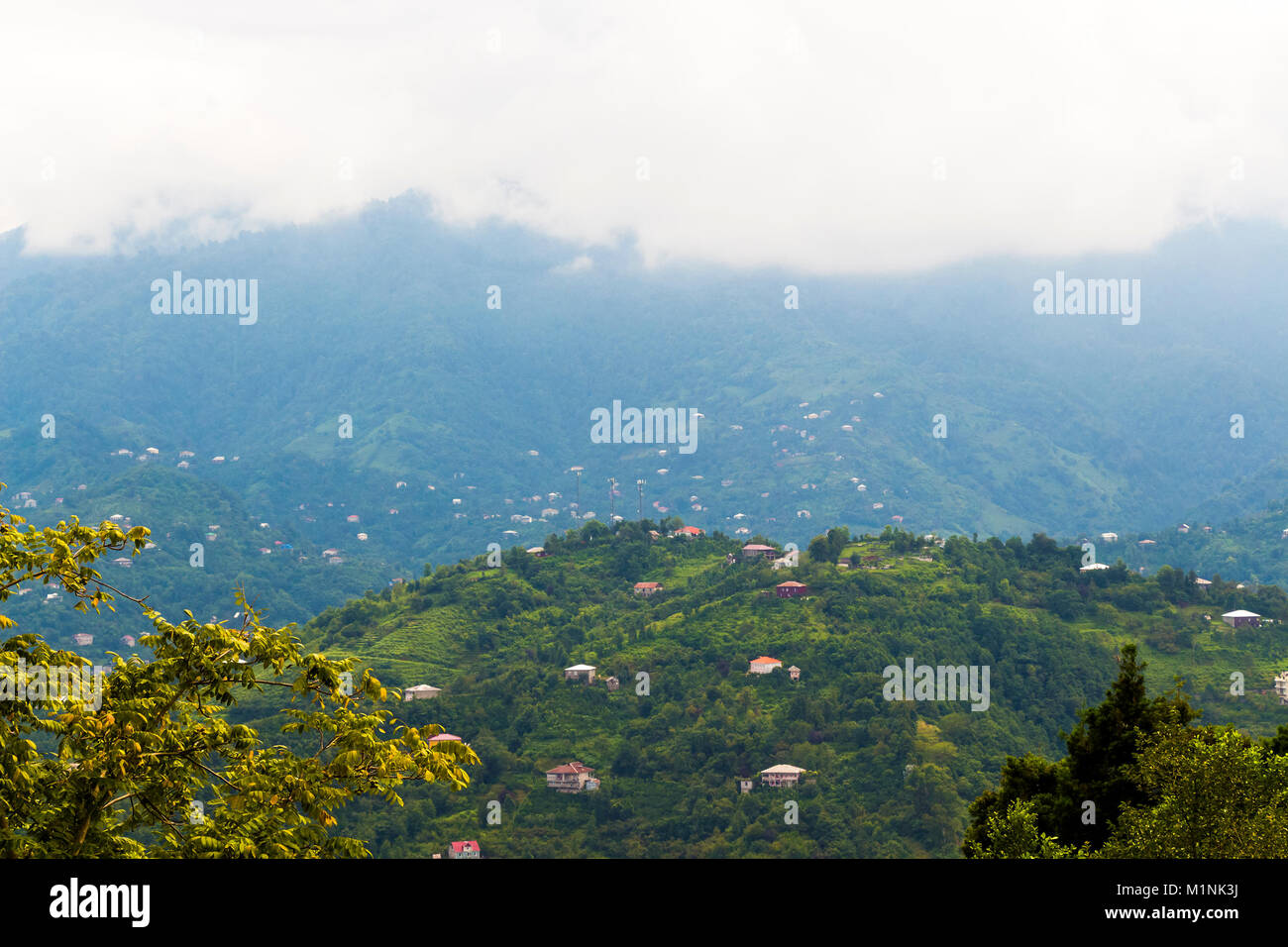 Air mountains and rural villages with beautiful scenery hi-res stock ...