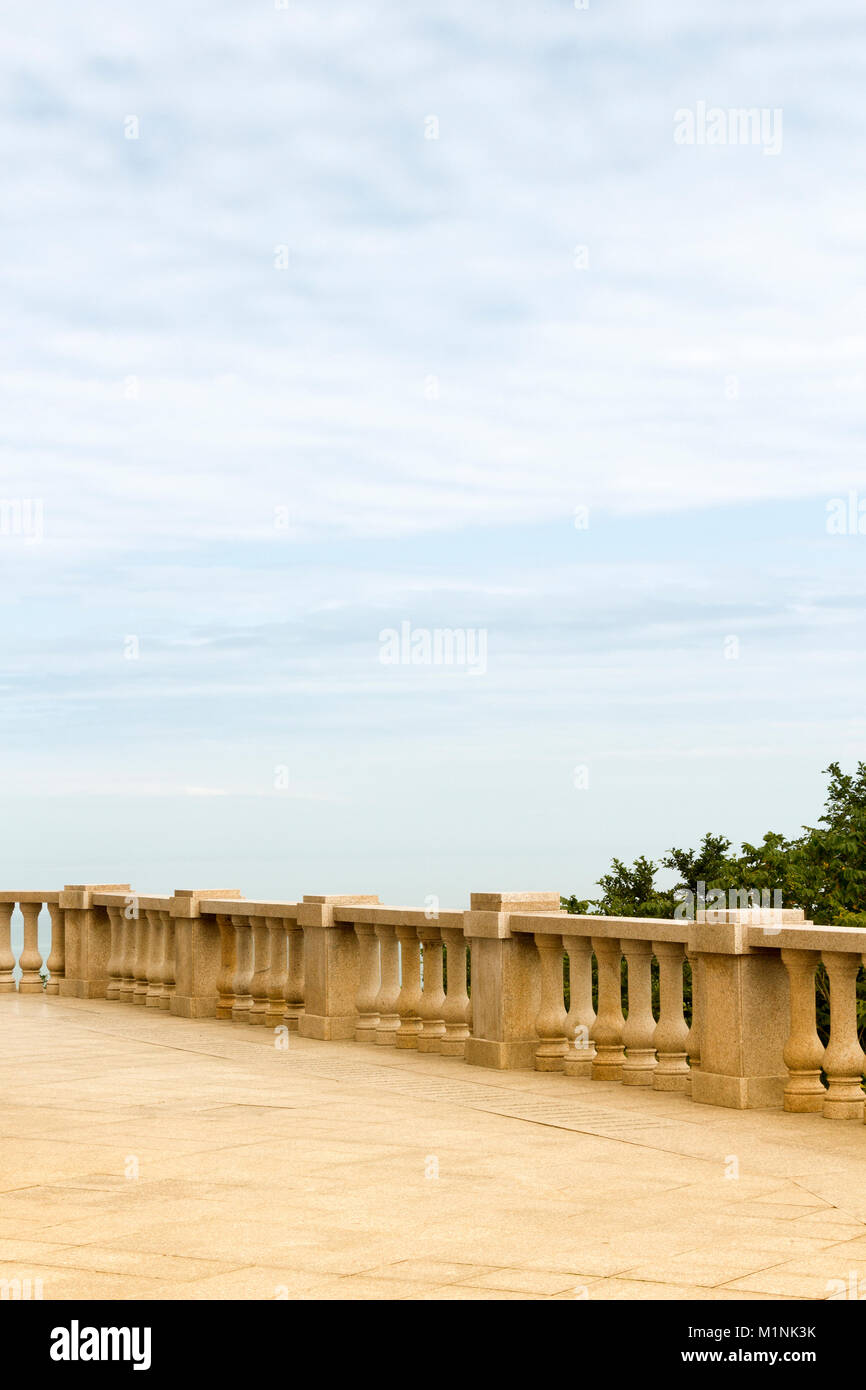Terrace with concrete architectural balusters on a high mountain Stock ...