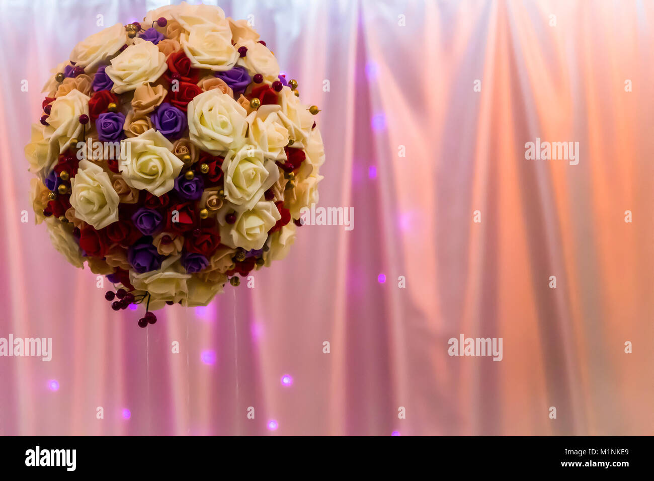A festive ball of flowers close-up in the hall for celebration Stock ...