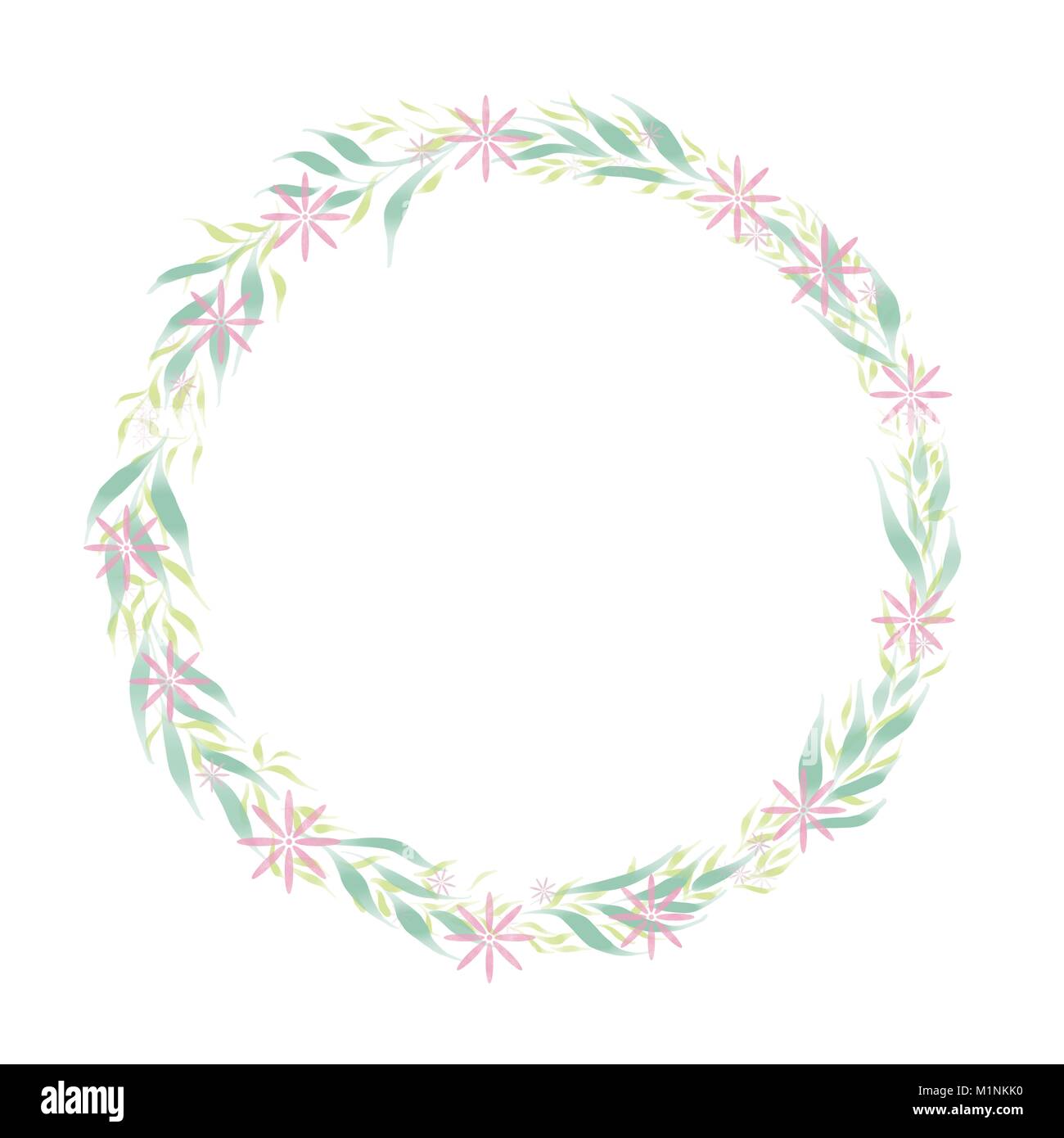 floral round frame, isolated on white background, vintage style Stock ...