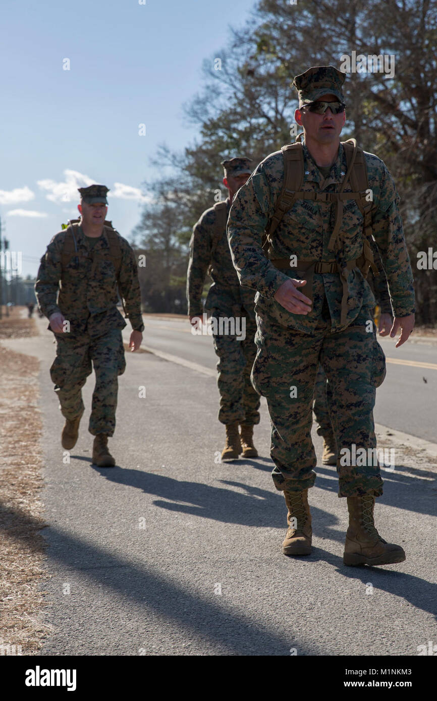 U.S. Marines with 2nd Marine Division, walk during the 50-mile ...