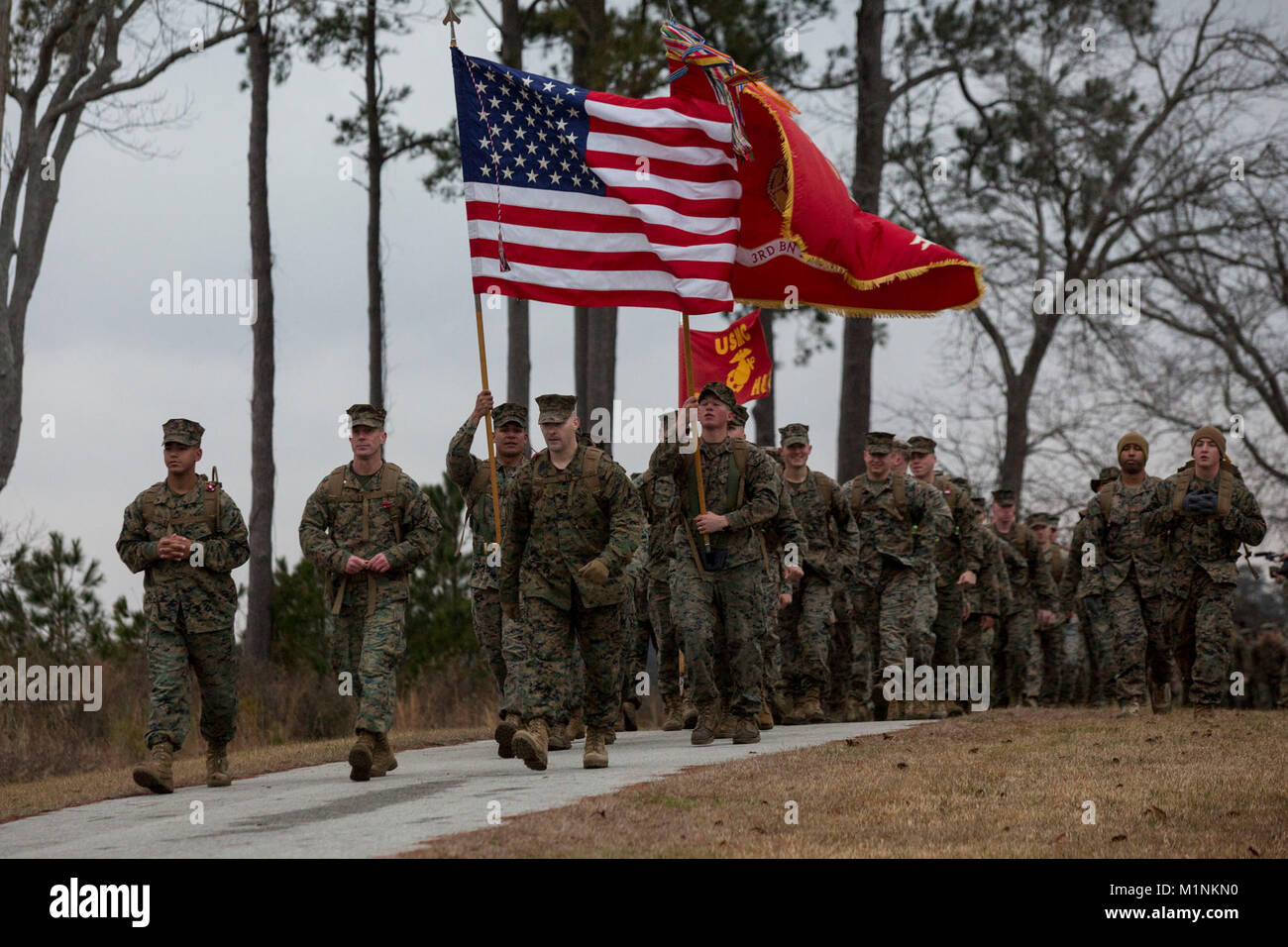 U.S. Marines with 2nd Marine Division (2d MARDIV) walk during the 2d ...