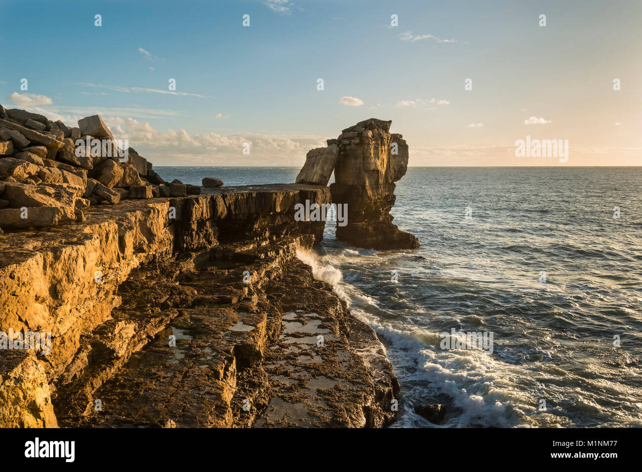 Beautiful sunset landscape image of Portland Bill rocks in Dorset ...