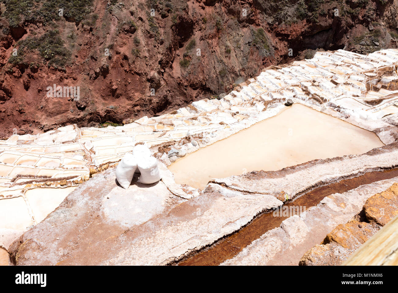 The salt evaporation pond at Maras (Salinas de Maras) near Cusco, Peru ...