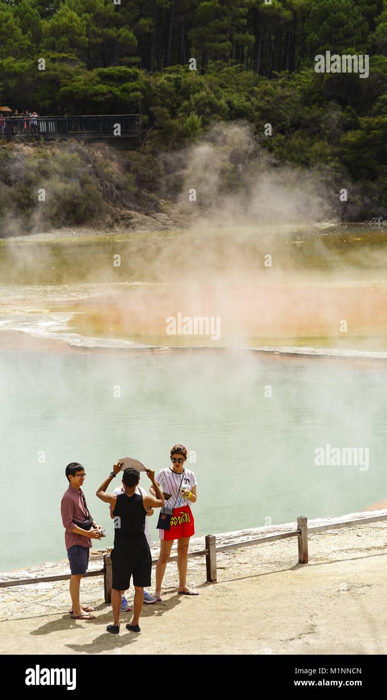 The Champagne Pool at the Wai-O-Tapu Thermal Wonderland is a special ...