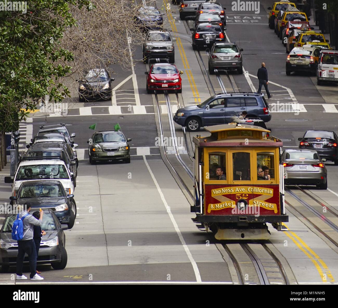 The cable cars are a landmark of San Francisco and at the same time ...