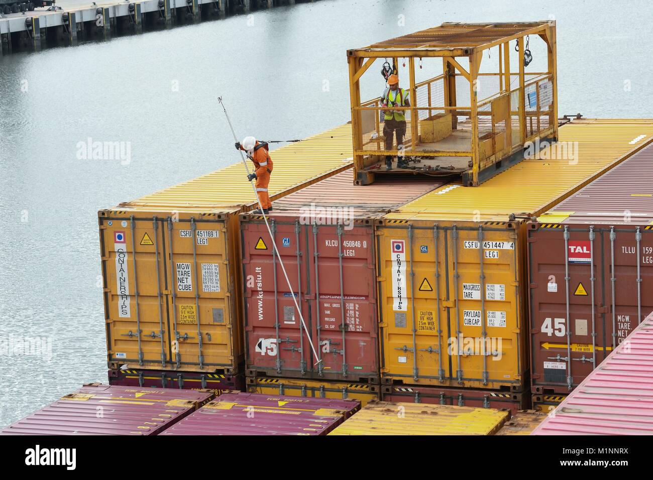 Loading Containers in the Container terminal in Teesport, Great Britain ...
