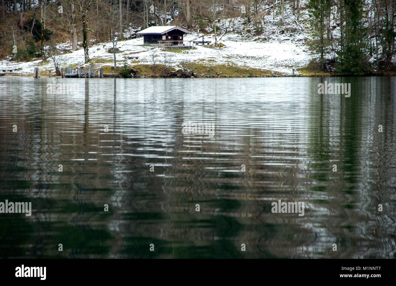 A small wooden shack at the lake Königssee near Schönau (Germany), 08 ...