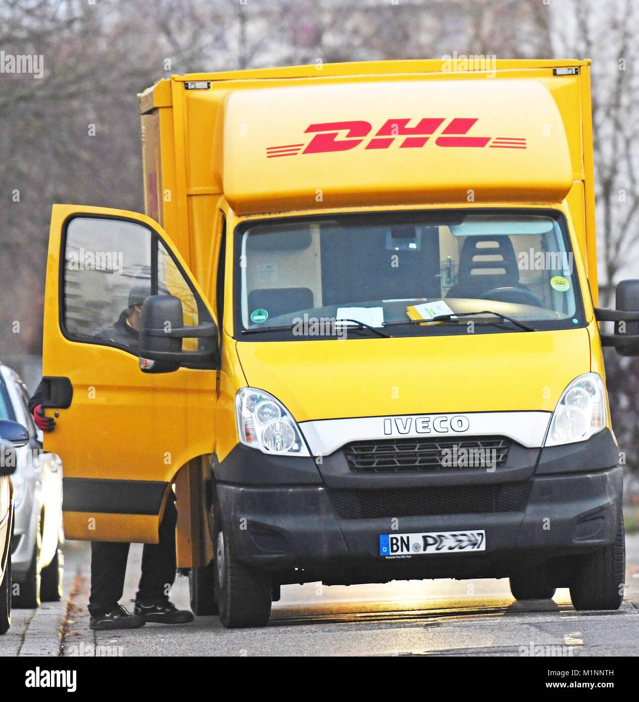 Deutsche Post delivering parcels , Freiburg, Dec. 6, 2017 | usage ...