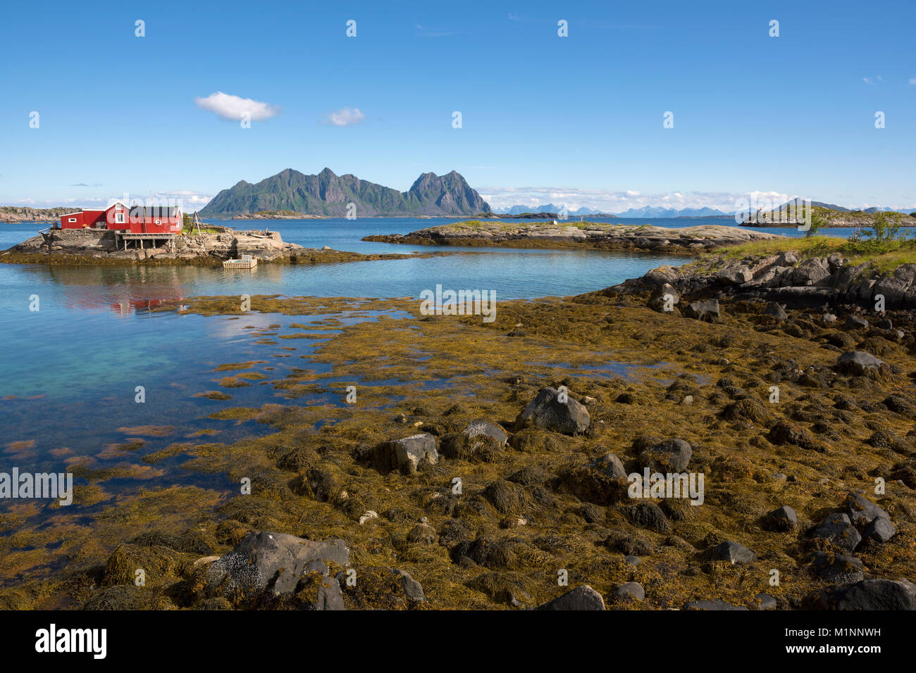 panoramic view of the coast and the islands at Svolvaer in the Lofoten ...