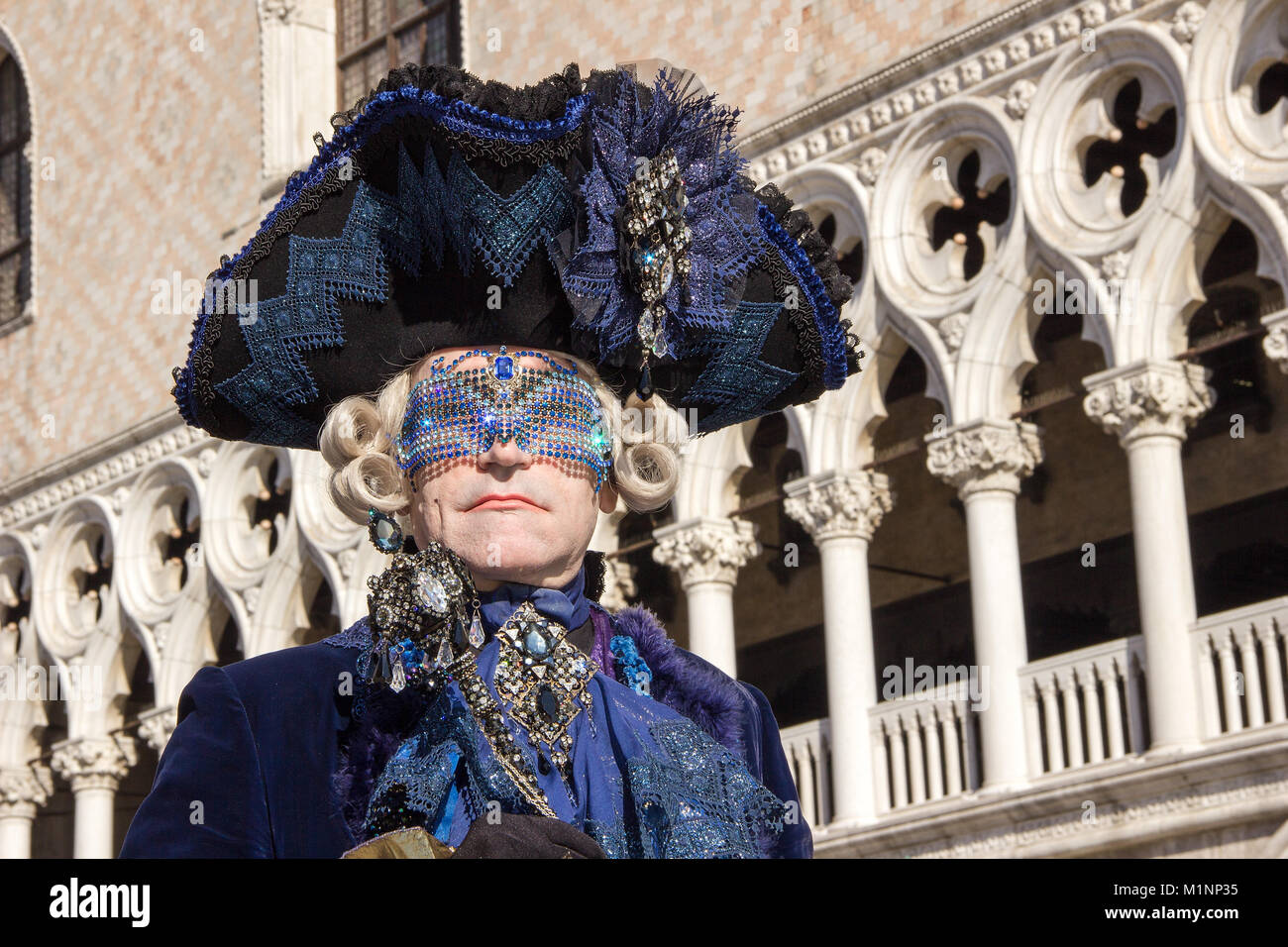 Venetian Mask of Male Gantleman with eye mask and venetian pillar in ...