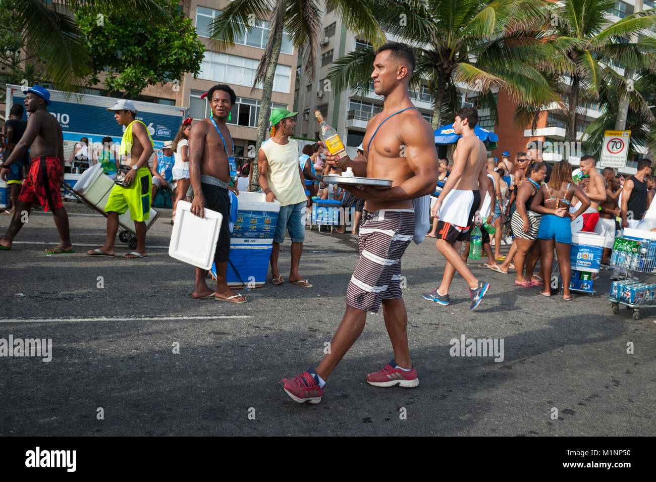 RIO DE JANEIRO - CIRCA FEBRUARY, 2017: Young Brazilians celebrate at a ...