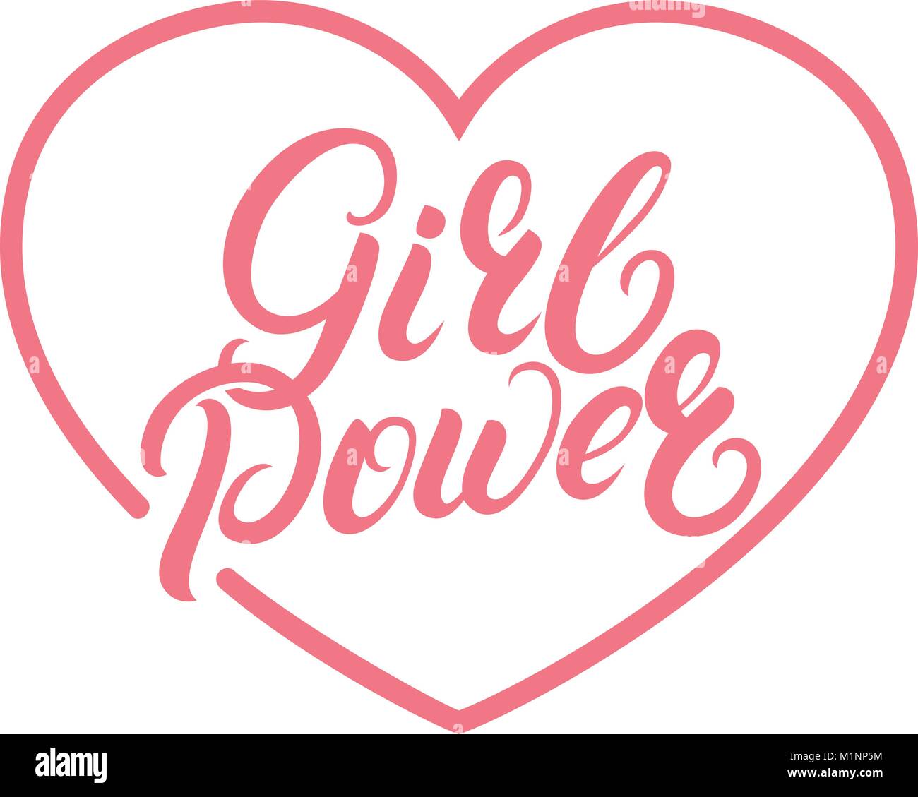 Girl Power hand written lettering quote on heart. Feminist phrase Stock ...