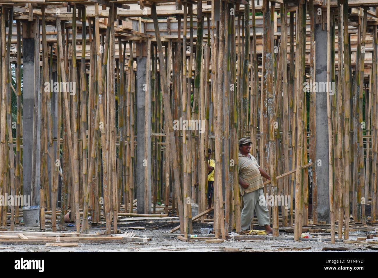 house construction with bamboo in Bali,Ubud, Dec. 19, 2016 | usage ...