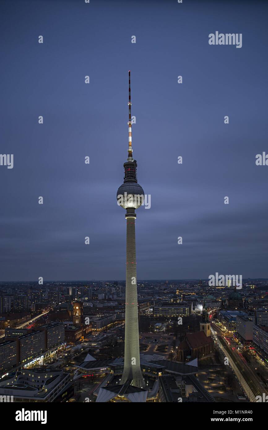 View of the televisiontower, Berliner Fernsehturm, and Berlin, Germany ...