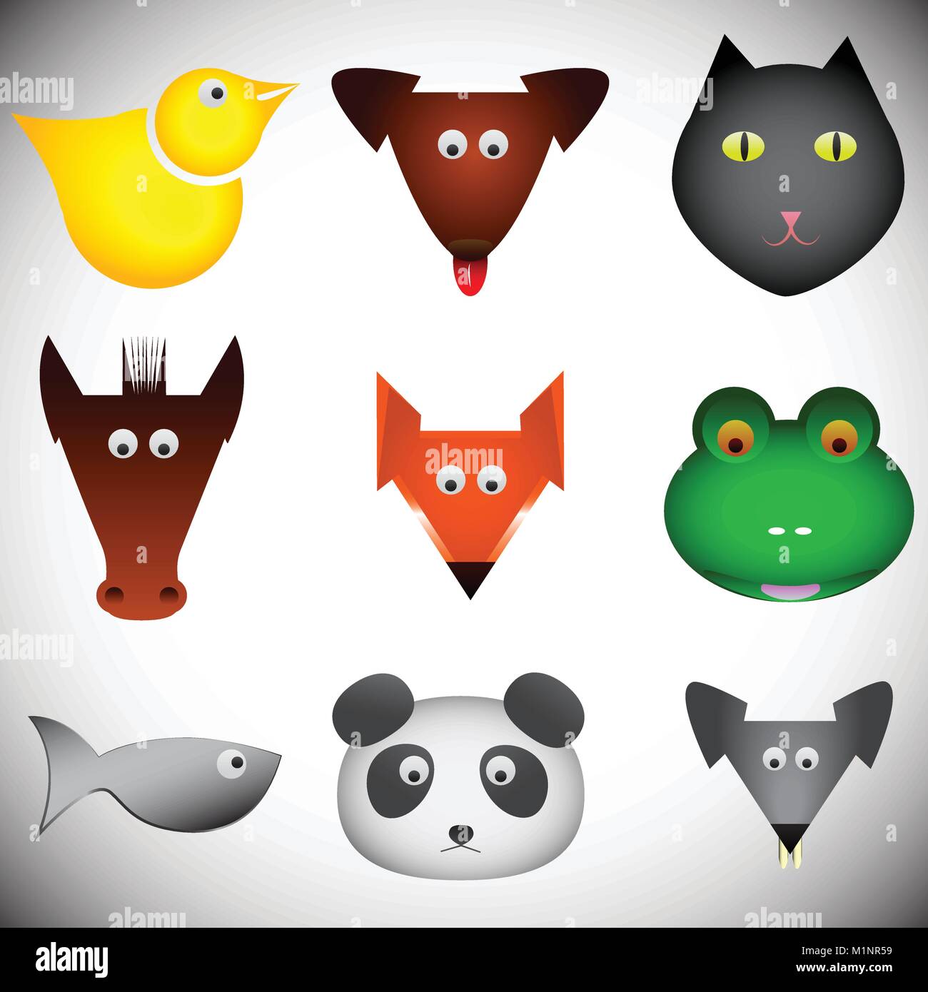 Different abstract animals set, vector illustration Stock Vector Image ...