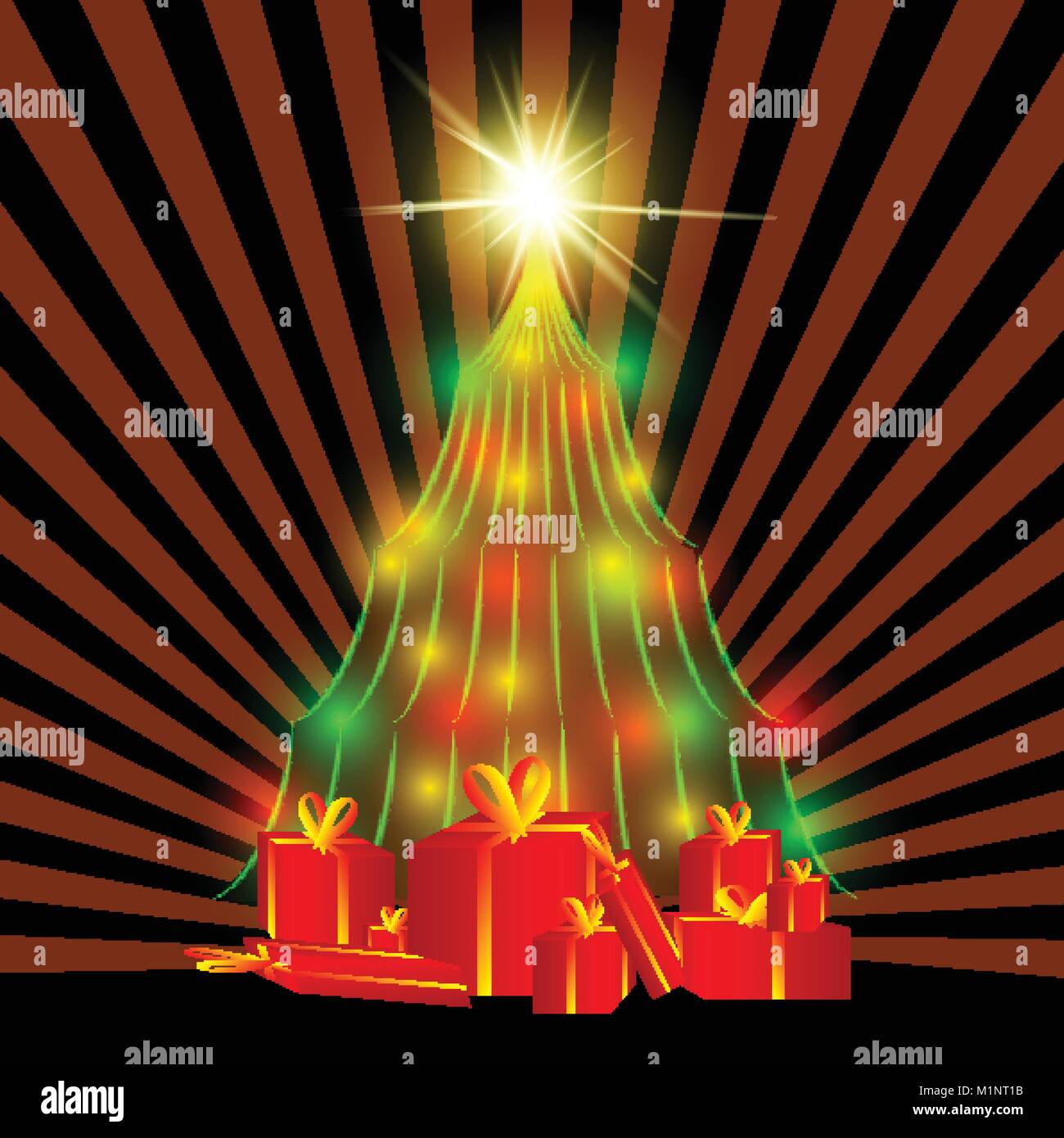 Christmas tree yellow garland Stock Vector Images - Alamy