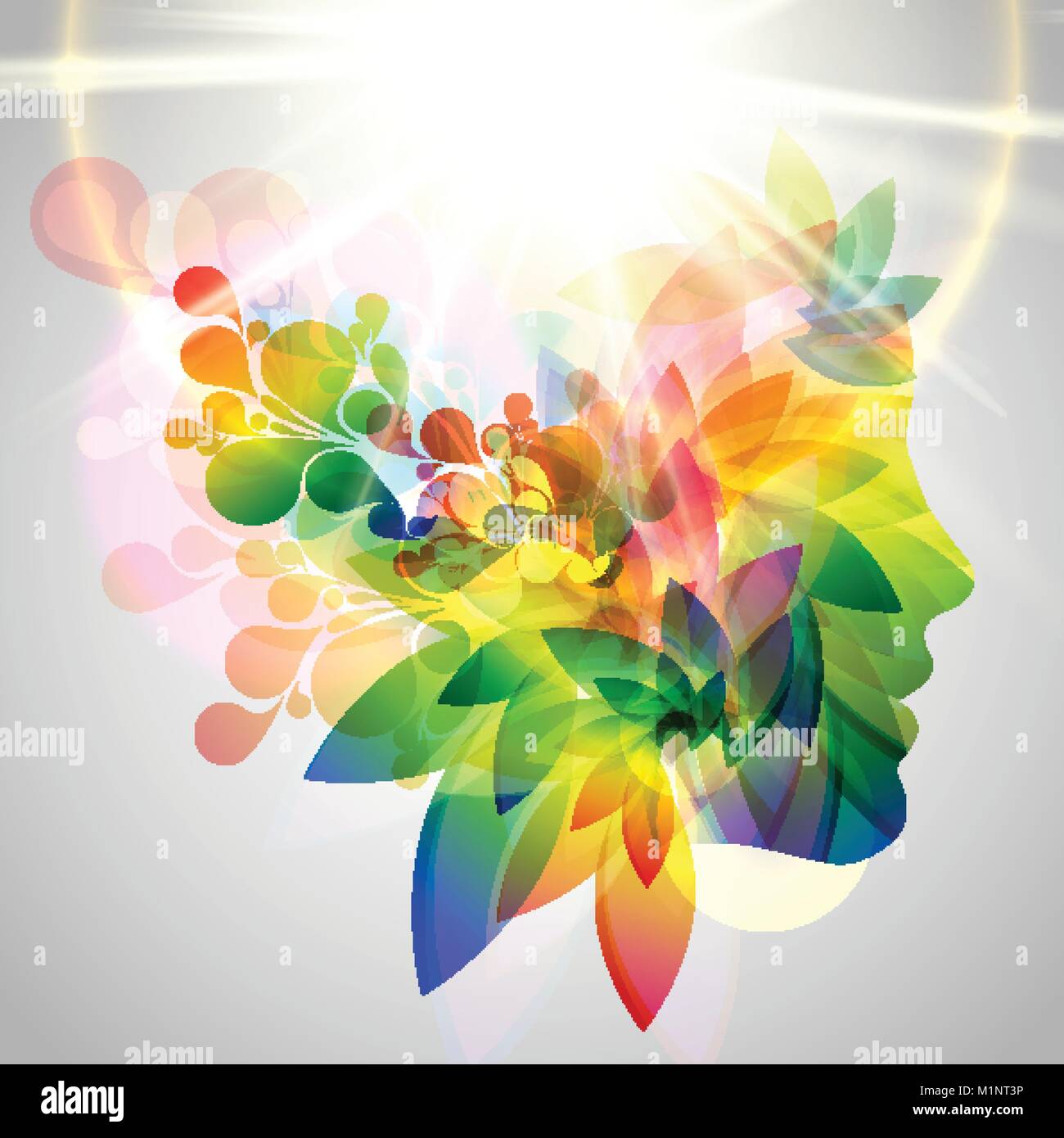 Color woman flower leaves Stock Vector Images - Alamy