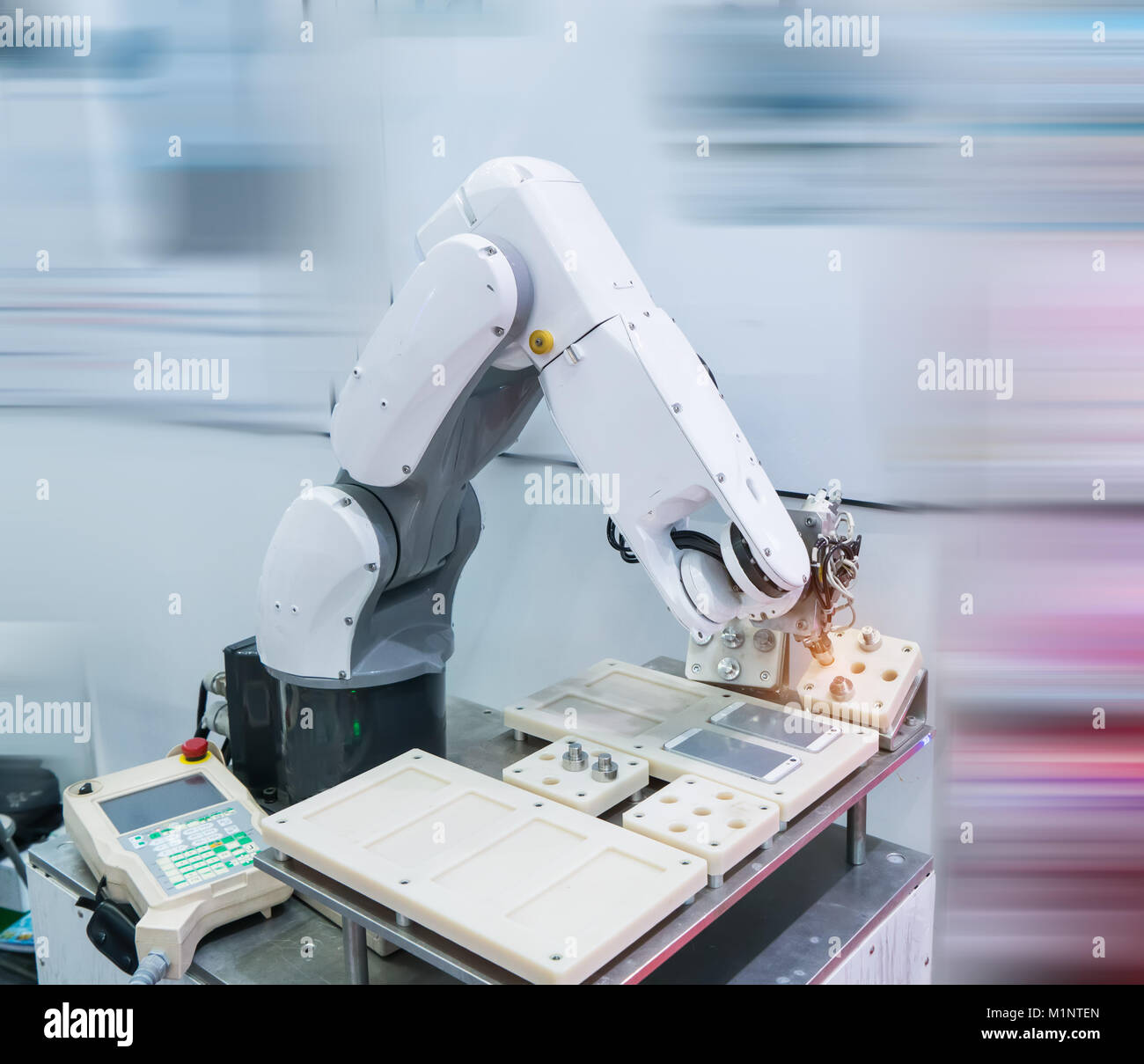 robotic machine tool in industrial manufacture factory,Smart factory ...