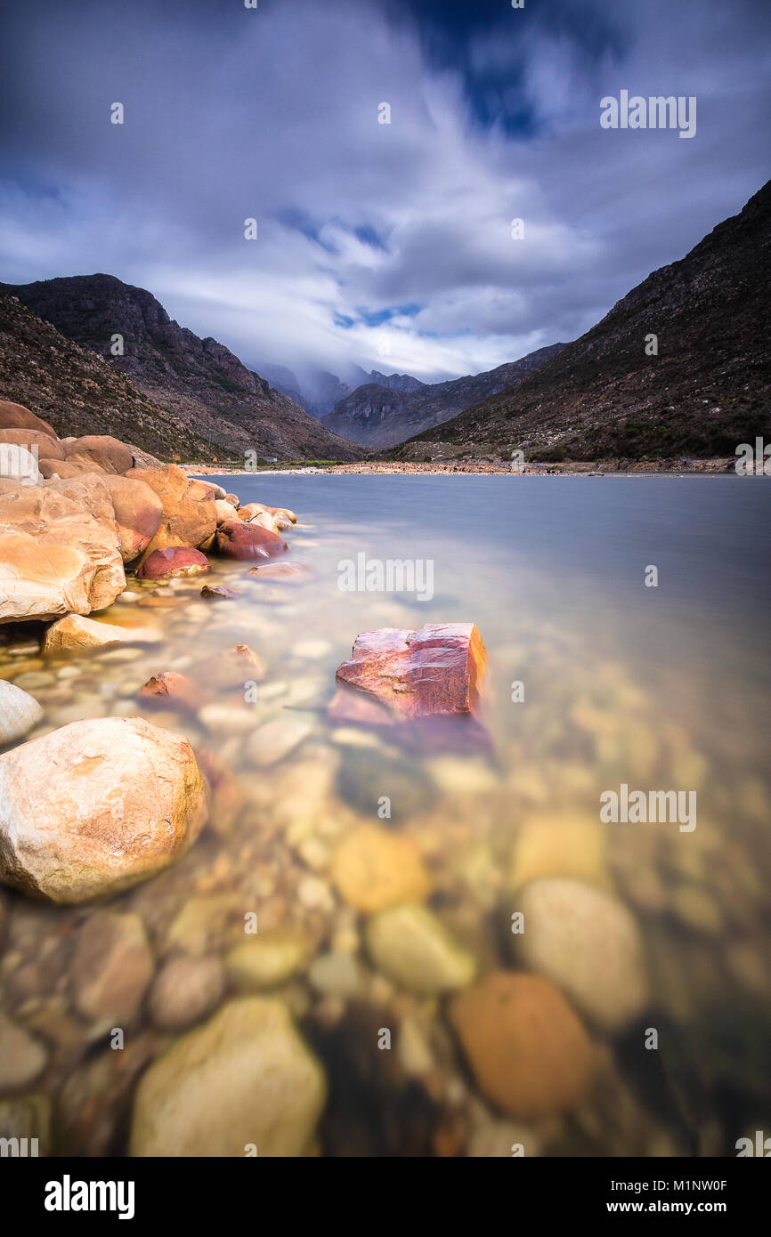 Wide angle landscape view of the Bergriver dam near the town of ...