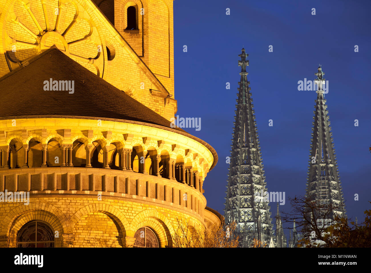Germany, Cologne, the apsis of the Romanesque church Gross St. Martin ...