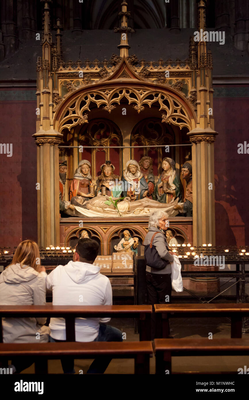 Germany, Cologne, Way of the Cross in the cathedral, fourteenth station ...