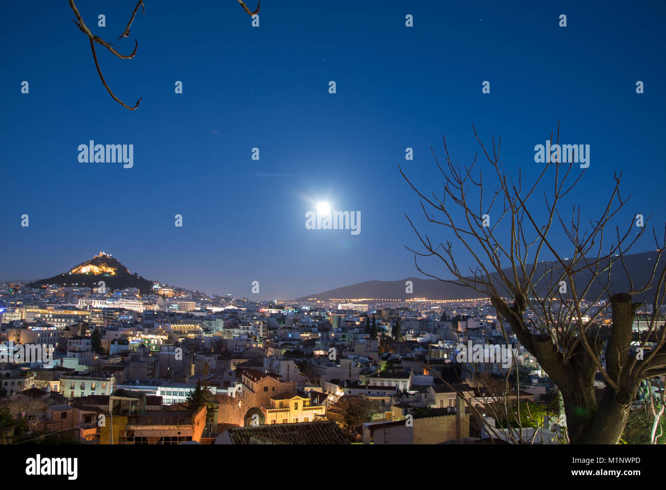 Moon above hill hi-res stock photography and images - Alamy