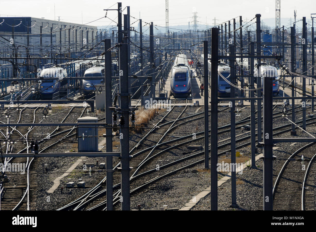 SNCF, French Trains maintenance workshops, Lyon Gerland, France Stock ...