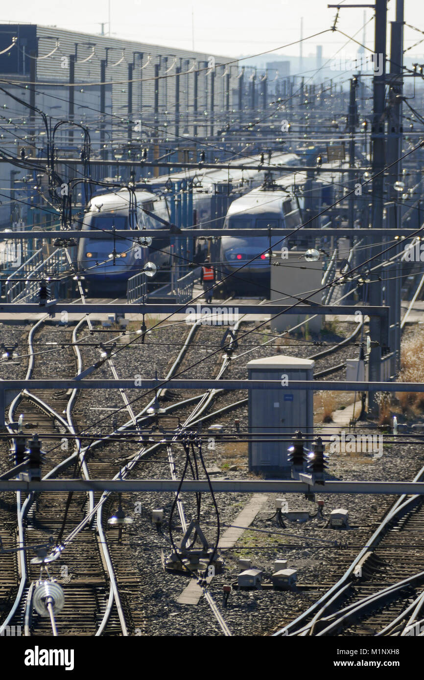 SNCF, French Trains maintenance workshops, Lyon Gerland, France Stock ...