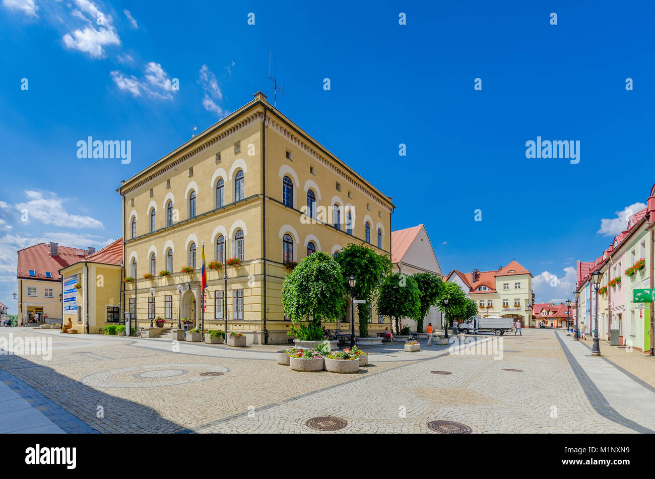 Town hall on Old market square in Polkowice, Lower Silesian Voivodeship ...