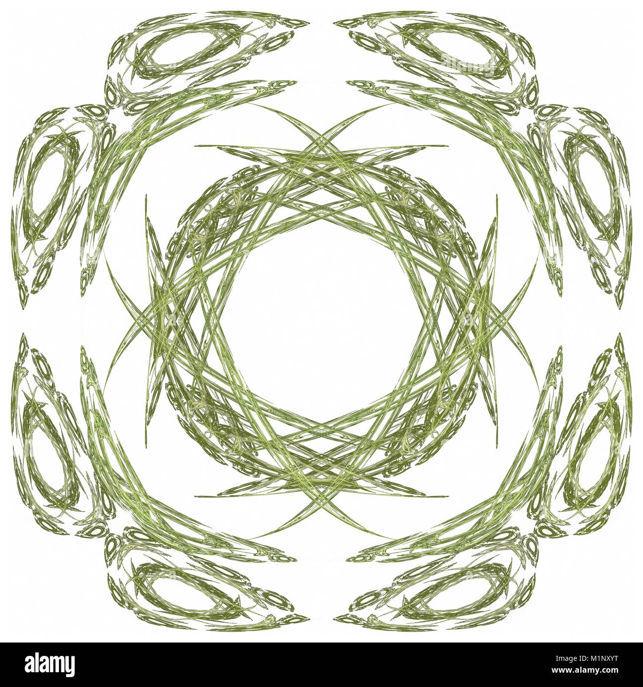 Abstract green floral pattern isolated on white background Stock Photo ...