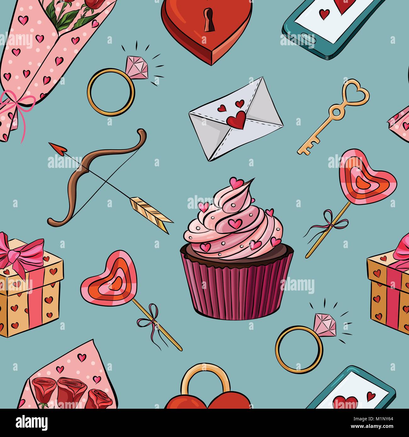 Vector illustration of a seamless pattern of sticker elements fo Stock ...