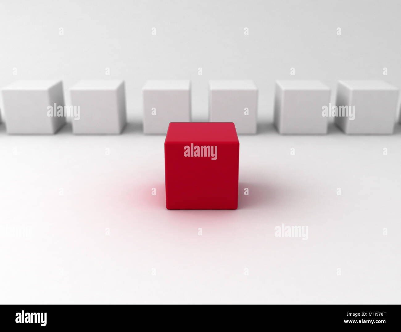 Red box standing out. Defocused background. Innovation and strategy ...