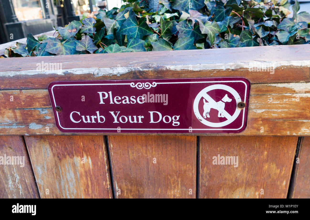 Please curb your dog sign on a street in New York City Stock Photo - Alamy