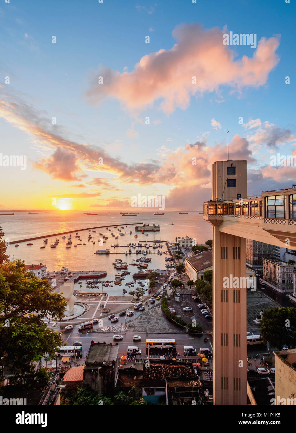 Lacerda Elevator at sunset, Salvador, State of Bahia, Brazil, South ...